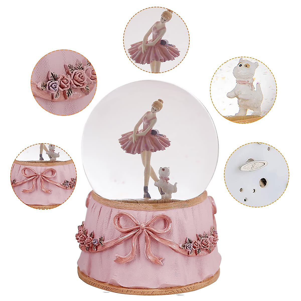 Singeek Ballerina Snow Globe Plays Swan Lake Ballet Tune,Christmas Music Snowglobes Ballet Recital Gifts (Dance with Swan)