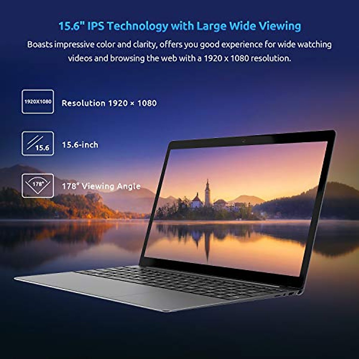 Bmax X15 Laptop Computers, 15.6" FHD (1920 x 1080) Display, Celeron 4120 up to 2.6 GHz, 8GB DDR4, 256GB SSD Storage, HDMI, Webcam, WI-FI, Windows 10 - Space Grey
