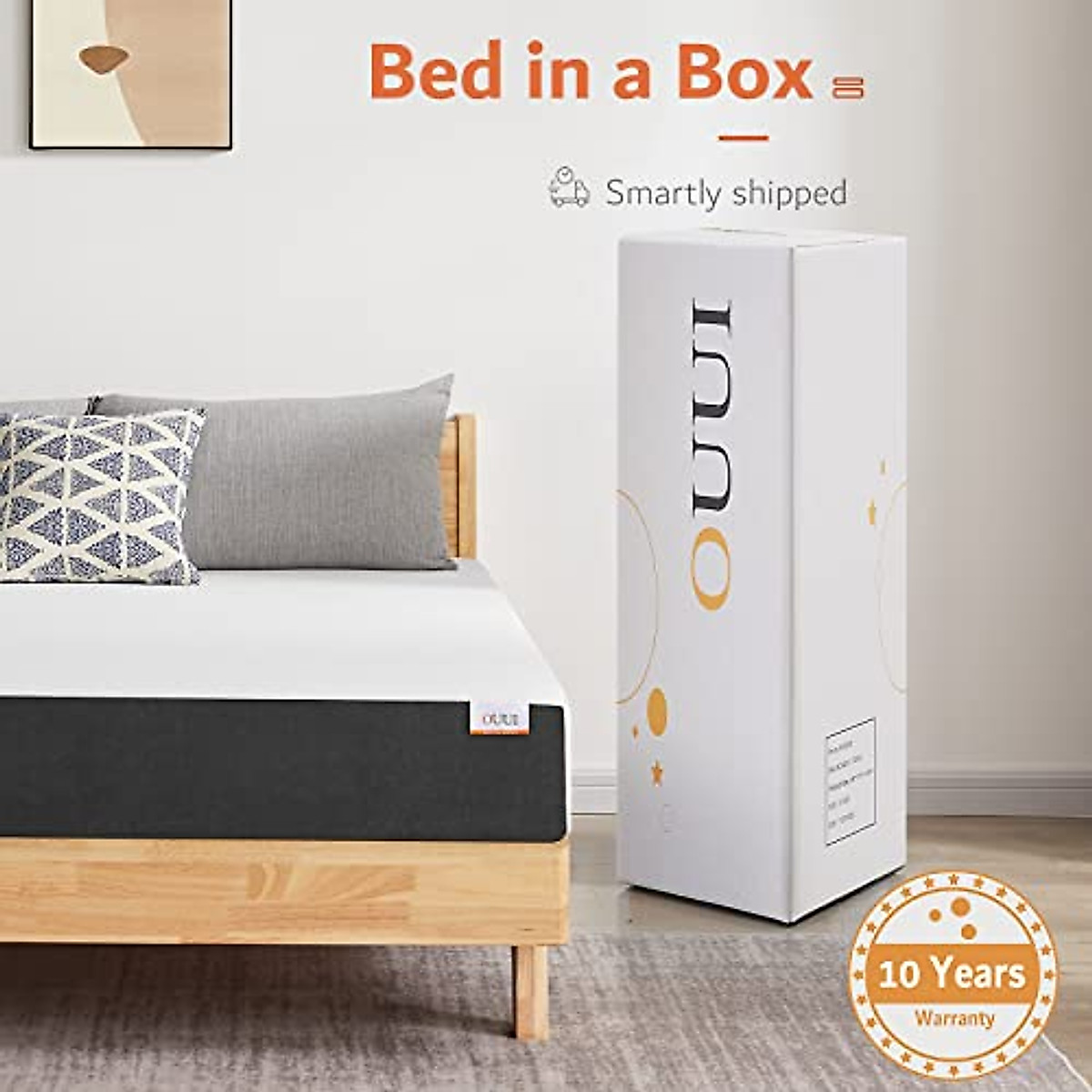 OUUI Twin Mattress, 6 Inch Cooling Gel Memory Foam Mattress in a Box for Kids with Breathable Cover Medium Firm Twin Bed Mattress for Bunk Bed, Trundle Bed, Pressure Relief, CertiPUR-US Certified