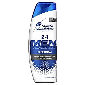 Head and Shoulders Men Advanced Series 2in1 Charcoal Shampoo to Deep Clean & Detox Scalp, 12.8 fl oz