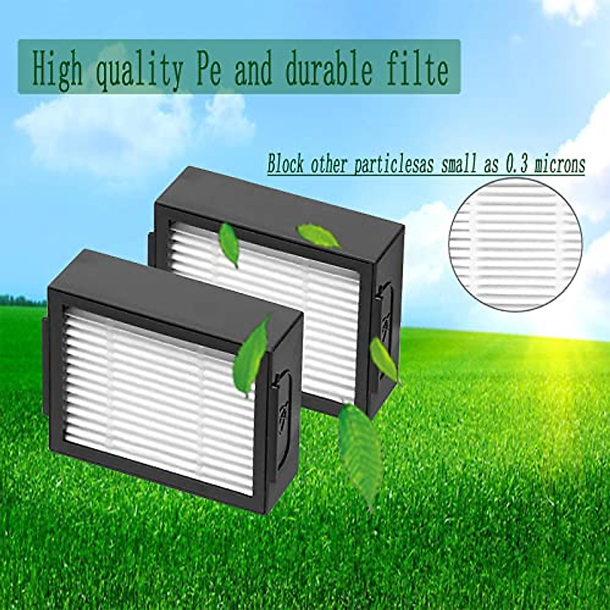 KAZETEC Replacement Parts Compatible for iRobot Roomba E&i&j Series i7 j7 i3 i4 i7+ Plus i3+ i4+ i6 i6+ i8 i8+ E5 E6 j7+ Plus,4 filters,4 side brushes