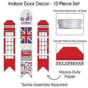 Big Dot of Happiness Cheerio, London - Hanging Vertical Paper Door Banners - British UK Party Wall Decoration Kit - Indoor Door Decor