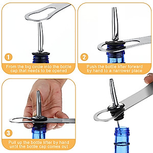 2 Pieces V Rod Bottle Opener and Pour Spout Remover Flat Metal Bar Speed Key Opener Stainless Steel Dog Bone Wine Bottle Opener for Bartenders Home Kitchen (Silver)