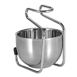 Shaving Bowl Stainless Steel, 2 in 1 Men's Shave Cup with Stand Holder Set for Safety Brush Bowl Grooming Tool Male Face Beard Cleaning