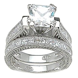 His and Hers TRIO Wedding Ring Set 3 PCS Couples Rings Bride Groom Band Him Her 13/9