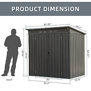 Domi Outdoor Storage Shed 5x3 FT,Metal Outside Sheds&Outdoor Storage Galvanized Steel,Tool Shed with Lockable Double Door for Patio,Backyard,Garden,Lawn