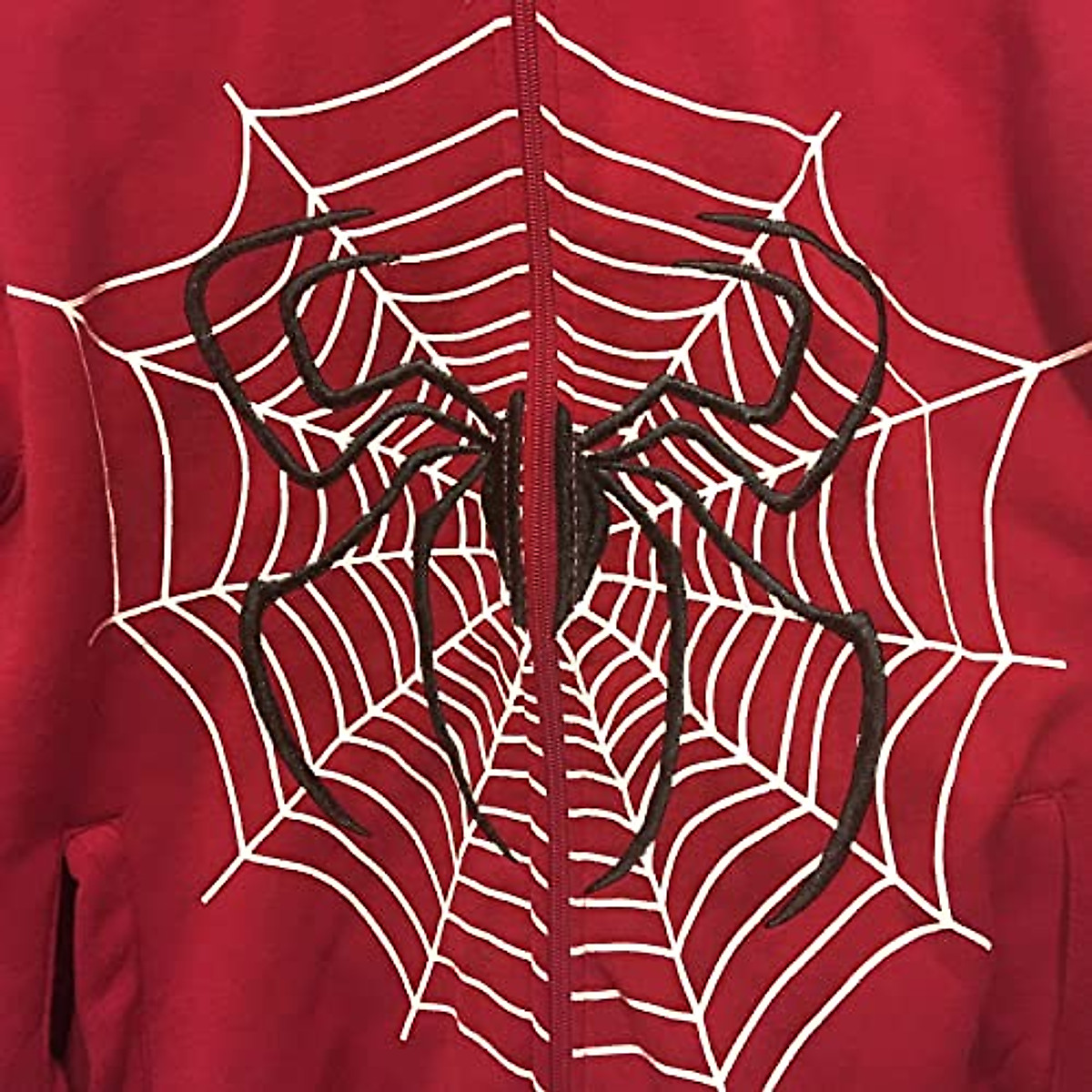 Leyajedol Women Y2k Star Print Zip Up Hoodie Oversized Long Sleeve Sweatshirt Gothic Graphic Aesthetic Punk Jacket with Pockets(H-Spider Web Print Red,S)