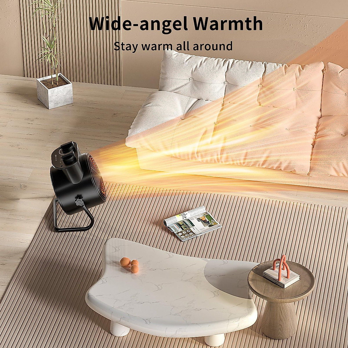 Zynkez Portable Small Space Heater, 1500W/750W PTC Ceramic Mini Desk Heater with Overheat Protect, Electric Heater with 90°Tilt for Indoor, Garage, Greenhouse, Basement, Office