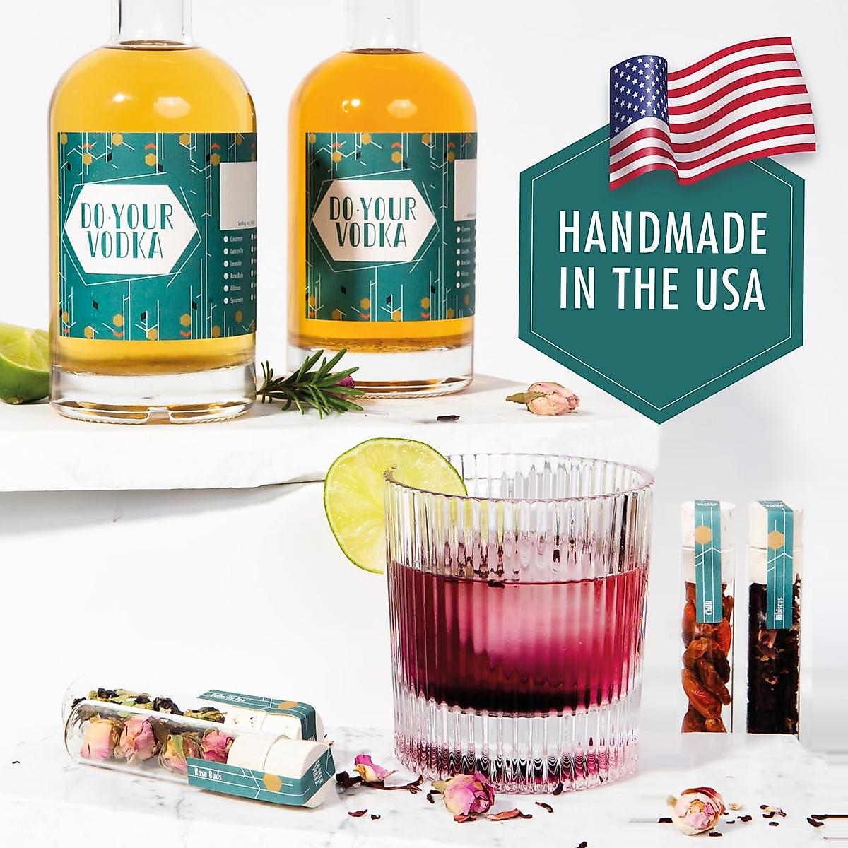 DO Your Vodka | DIY Infusion & Cocktail Kit | 12 Botanicals, 2 Glass Bottles, Recipe Guide | Gift for Men & Women | Holiday, Christmas, Birthday | Great for Home Bartenders & Cocktail Lovers