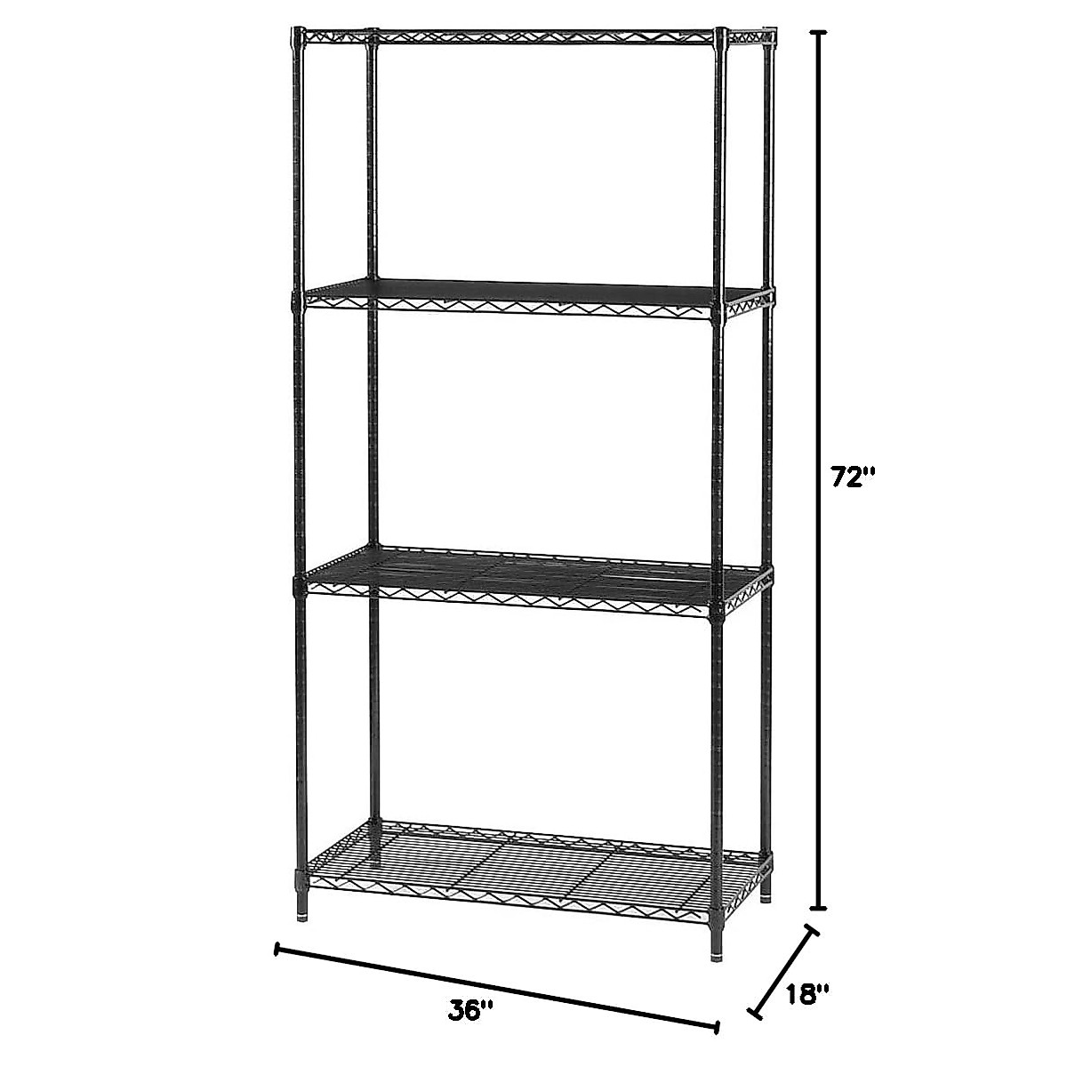 Safco Products Industrial Wire Shelving Starter Unit 36"W x 18"D x 72"H (Add-On Unit and Extra Shelf Pack sold separately), Black