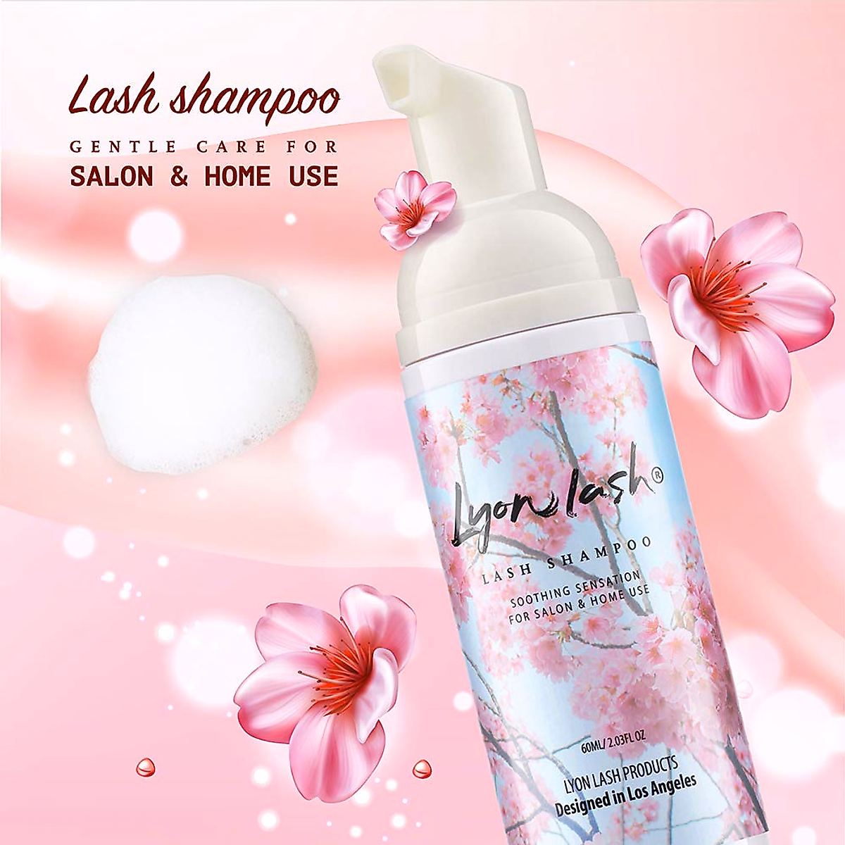 Lyon Lash Eyelash Extension Shampoo, Gentle Formula Paraben Free, Oil Free Foam Cleanser Kit | Remove Eye Makeup | Salon And Home Use