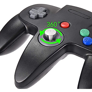 KIWITATA 2 Pack Classic N64 Controller, Retro N64 Remote Joystick Replacement Wired Gaming Controller for N64 Video Gaming System Console Red & Black