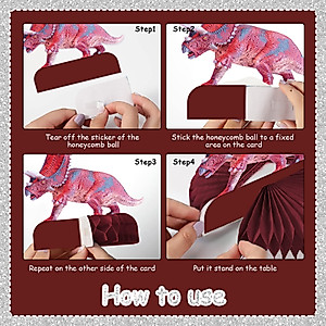 Tevxj 10 Pcs Dinosaur Centerpieces for Birthday Party 3D Dino Honeycomb Table Decorations Dinosaur Safari Jungle Animal Theme Baby Shower Table Paper Topper Stand Decor For Boys Girls Kids