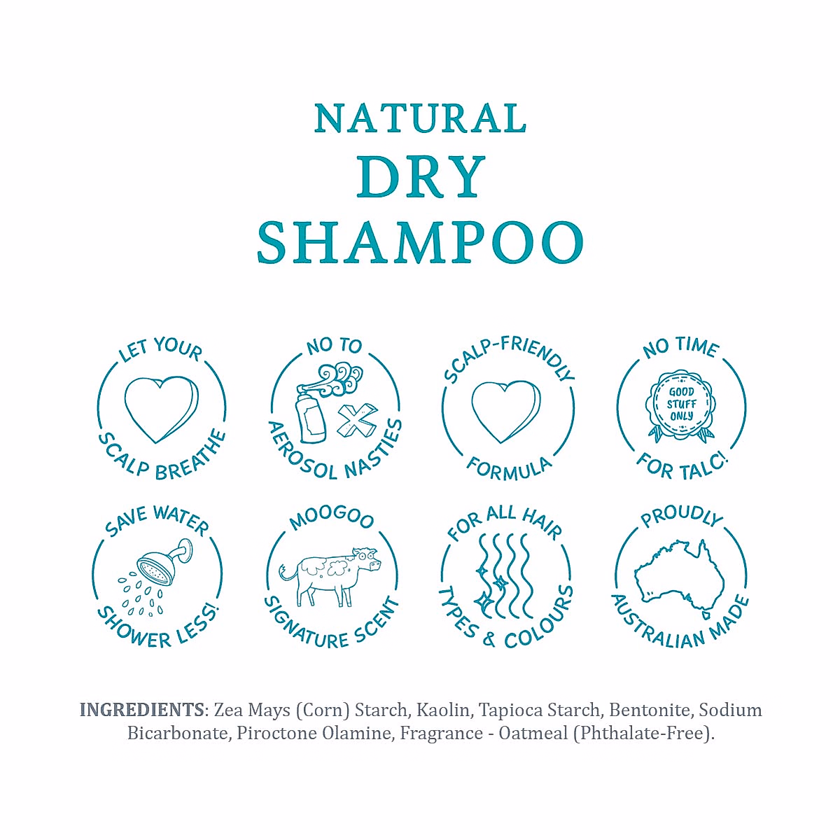MooGoo Dry Shampoo Powder – Natural, Talc-Free, Non-Aerosol Hair Refresher & Volumiser for All Hair Types & Colours, Scalp-Friendly Formula, 100g / 3.5 oz.