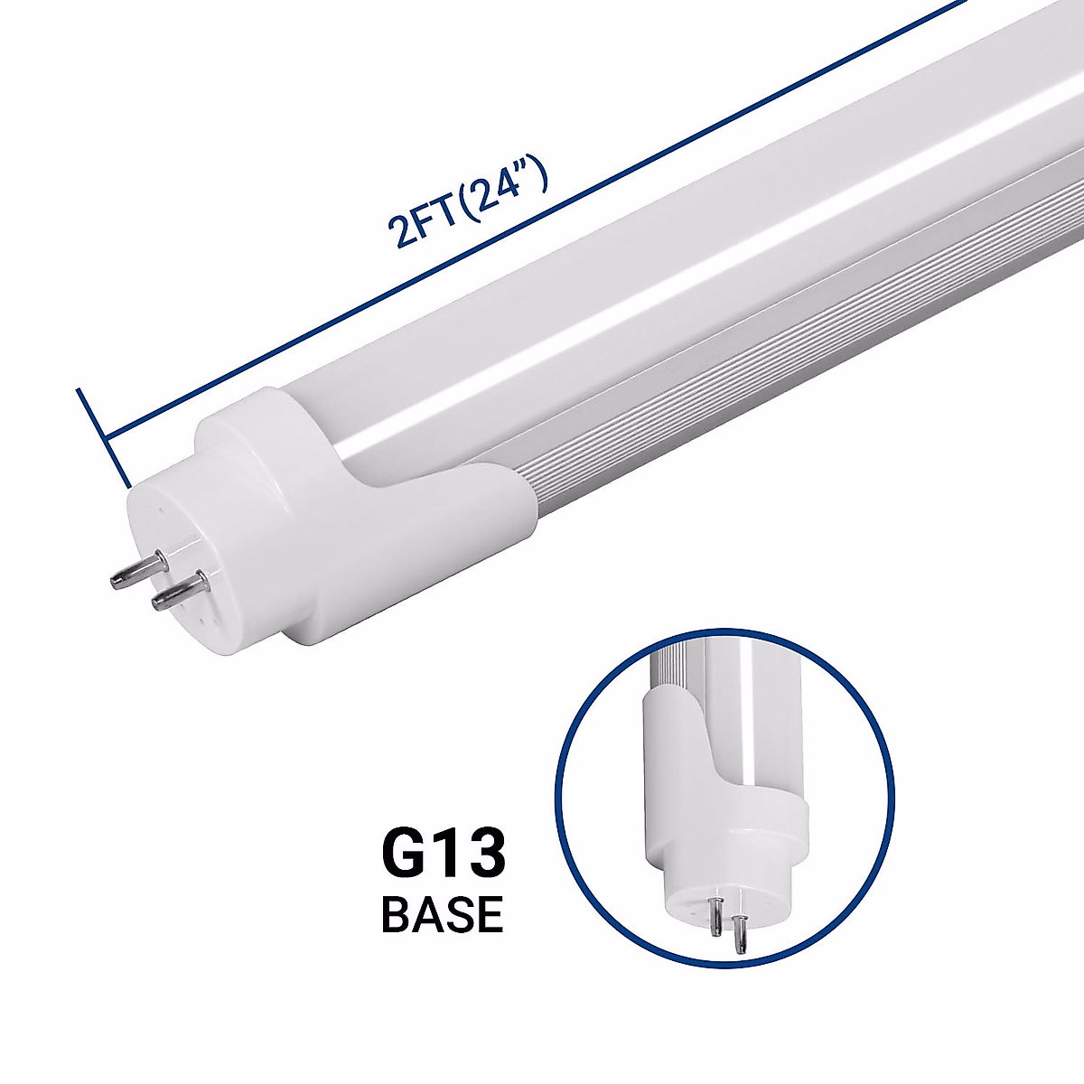 jimwhen 2Pack 2FT LED Tube Light Bulbs, Ballast Removed, 9W, 5000K Daylight White 2000LM,T8 Fluorescent LED Bulb Replacement, G13 Lighting Fixtures for Garage Closet