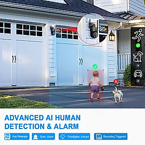 [3K Security Camera Outdoor] Color Night Vision, Wireless PTZ Cameras for Home Auto Tracking, IP66 2-Way Audio,3K WiFi Camera for Indside/Outside Security,Human Detection, 360° View,C102