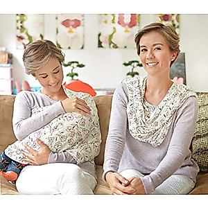 Lilmonki Nursing Scarf Multi-Use - Breathable Car Seat, Stroller, and Cart Cover for Babies - Colorful Tulip Print - Bandana Bib, Pouch & Nursing Pads Included