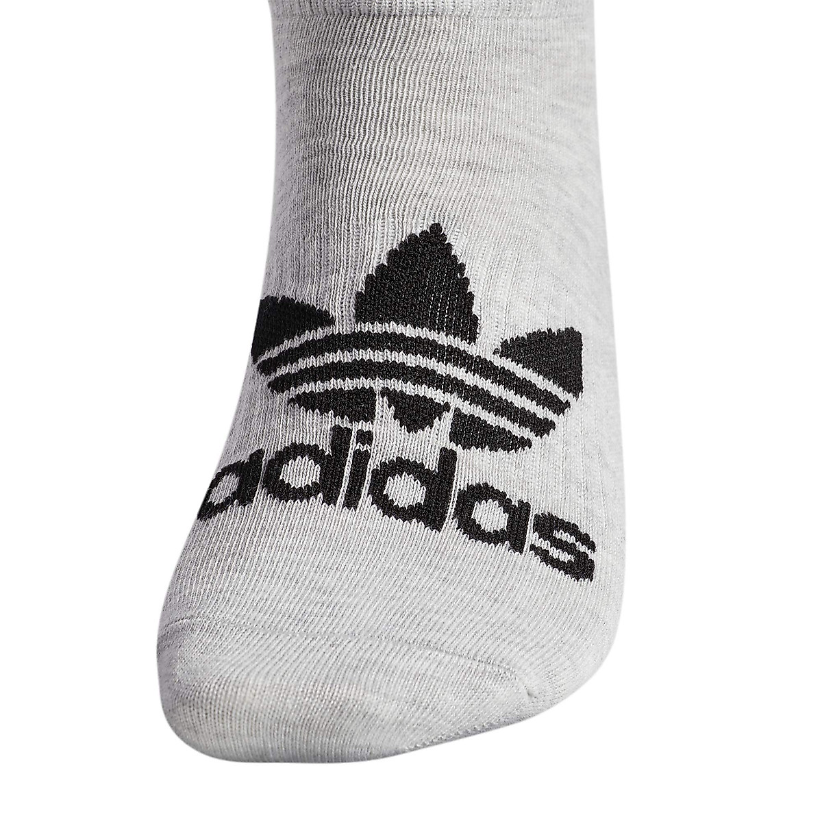 adidas Originals Men's Classic Trefoil Superlite No Show Socks (6-Pair), Heather Grey/White/Black, Large