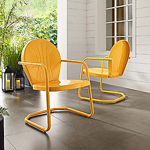 Crosley Furniture Griffith Outdoor Chair, Retro Metal Patio Chairs for Dining, Porch, Deck, Balcony, Tangerine
