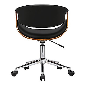 Armen Living Geneva Office Chair in Black Faux Leather and Chrome Finish