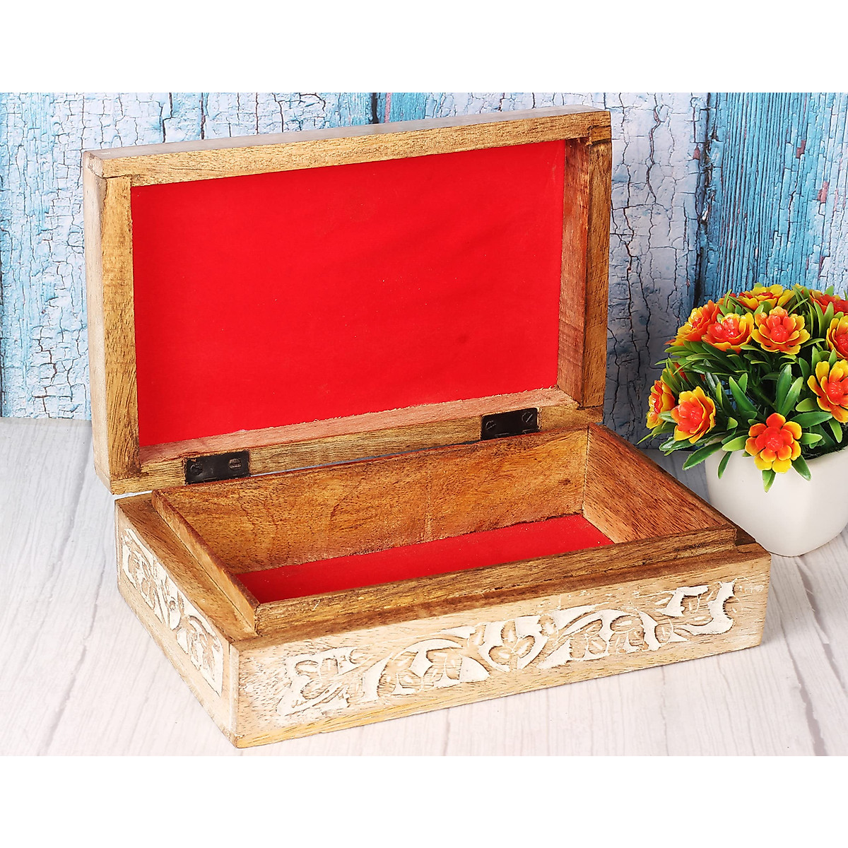 ARTISENIA Father's Day Gifts Wooden Whitewash Tree of Life Decorative Jewelry Trinket Box Storage Organizer Deck with Inner Velvet Chest Organizer Tarot Card Decks Unique Gift Ideas Girls Women