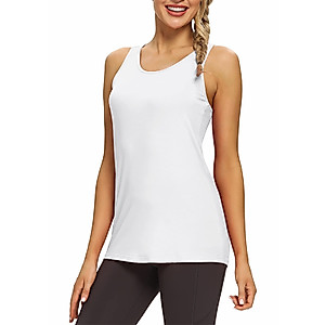 Mippo Workout Tanks Golf Tank Top Active Wear Outfits Sleeveless Tops Tennis Shirts Yoga Clothing Fitness Exercise Apparel Pilates Clothes for Women White L