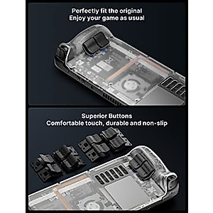 JSAUX Transparent Back Plate Compatible for Steam Deck, DIY Clear Edition Replacement Shell Case Compatible with Steam Deck, Buttons with Three Different Heights and Feel - PC0106 [Crystal]