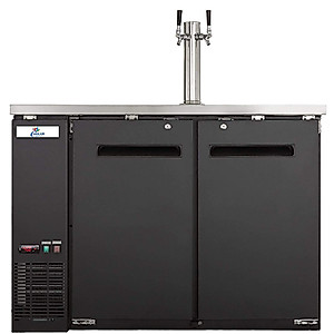 cooler depot Beer Keg Dispenser Kegerator 48" Commercial Refrigerator double Tap Black, Two Half Keg One Tower