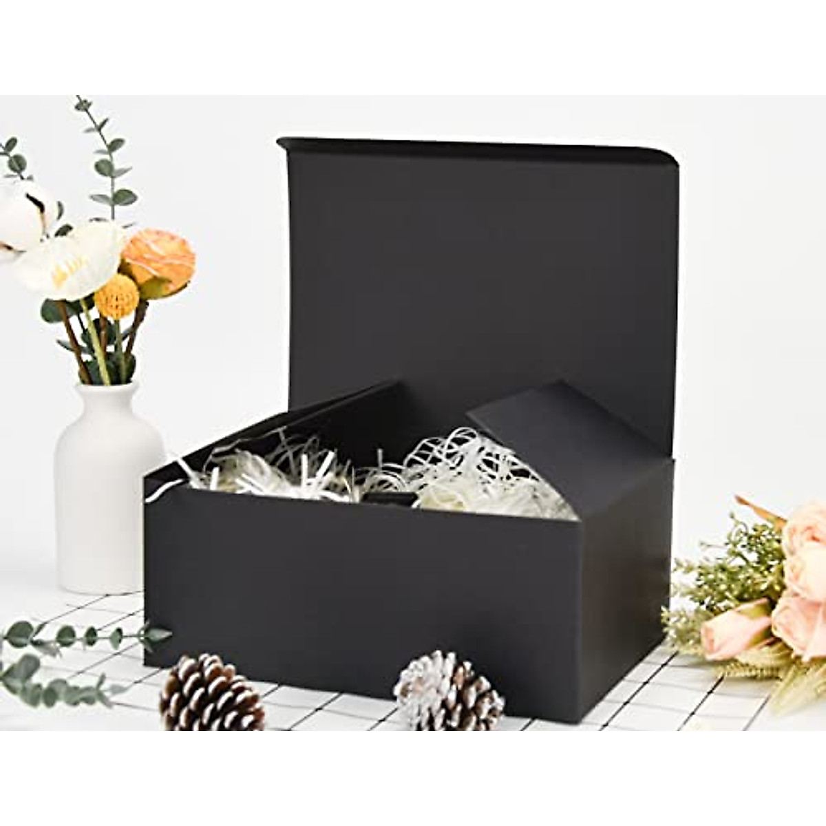HUAPRINT Black Gift Box,Gift Boxes with Lids 9.5x6.5x4inch,24pcs Paper Gift Box Bulk,Rectangle Gift Boxes for Presents,Birthday,Bridesmaid Proposal,Groomsmen Engagements,Baby Showers, Christmas,Wedding Party Favor,Crafting Cupcake,Holidays