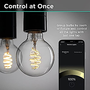 iHome Spectra Smart Spiral Edison Bulb, G25/E26 LED White Lights, 400 Lumens, 5.5W (40W Equivalent), Tunable and Dimmable White WiFi Smart Bulb, Works with Alexa and Google Home, 2 Pack