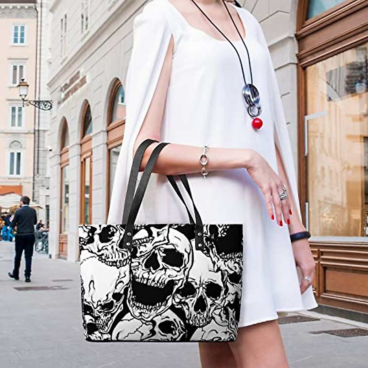 Womens Handbag Skulls Leather Tote Bag Top Handle Satchel Bags For Lady