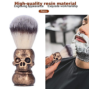 Barber Cleaning Hairbrush, Neck Duster Brush Shaving Beard Brush with Creative Skull Handle for Professional Salon and Home