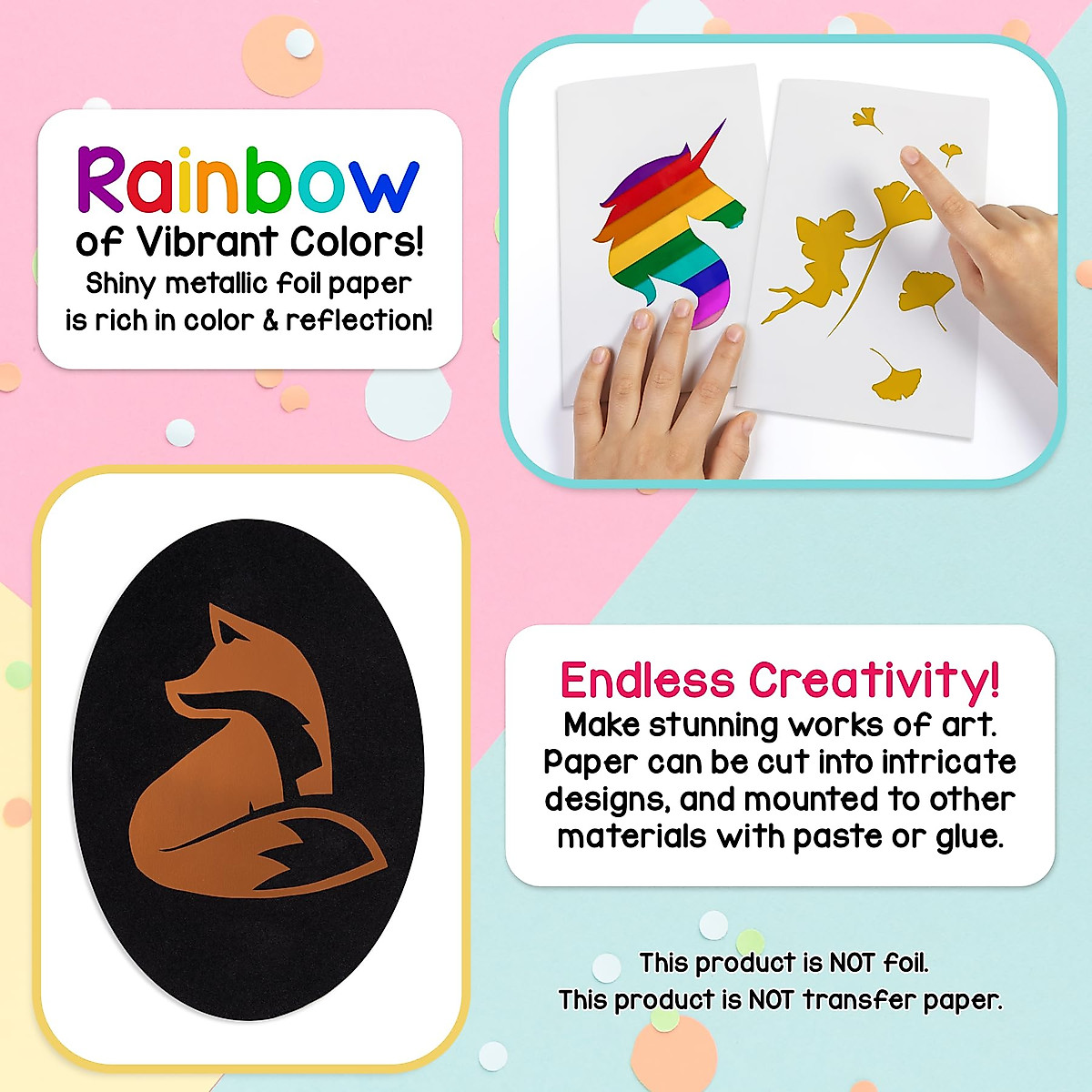 Hygloss Products Metallic Foil Paper - Great for Arts & Crafts, Classroom Activities & Artists - 8.5" x 10" - 2 Each of 10 colors (Colors may vary) - 20 Sheets