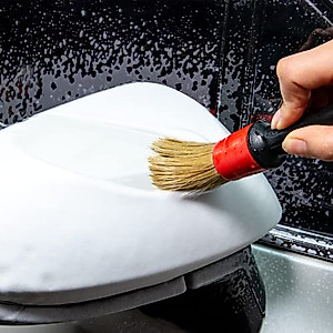 bzczh Detailing Brush Set, Natural Boars Hair Car Detailing Brush Set - 3 Pack, Clean Interior or Exterior, Wheels, Tires, Engine Bay, Leather Seats, Car Detailing Kit, Detailing Brush