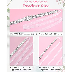 Sintege 3 Pcs Rhinestone Wedding Dress Belts Crystal Bridal Sash Belts Diamond Ribbon Belts for Women Bridal Bridesmaid