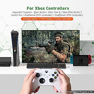 Controller Adapters, BIGBIG WON R100 Pro Wireless Adapter for Xbox One X|S Controller/Xbox Series X|S Controller/Elite Series 2/PS5/PS4/Switch Controller Playing on PS4/Switch/PC Windows11&10(1pc)