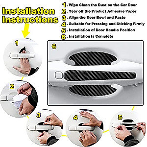 Lumine Car 8PCS Car Door Handle Sticker Carbon Fiber Anti-Scratches Protective Films Door Side Paint Protection Car Door Handle Cup Protector Films, Universal, Medium