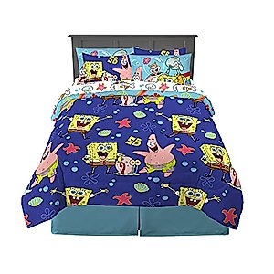 Franco Kids Bedding Super Soft Comforter and Sheet Set with Sham, 7 Piece Full Size, Spongebob Squarepants