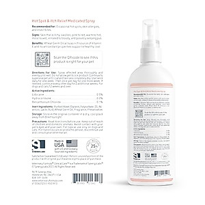 Veterinary Formula Clinical Care Hot Spot & Itch Relief Medicated Spray, 8oz – Easy to Use Spray for Dogs & Cats – Helps Alleviate Sensitive Skin, Scratching, and Licking of Coat