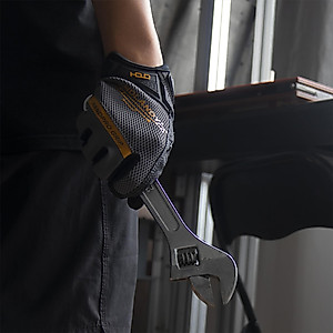 HANDLANDY Work Gloves with Grip for Men & Women, Mechanic Working Gloves Touchscreen, Flexible Thin Work Gloves (Medium, Grey)