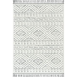 Well Woven Salem Eliana 3'11" x 5'3" Cream Tribal Geometric Chevron Pattern High-Low Textured Area Rug