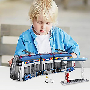 Finebely City Train Building Sets with Station Passenger Tram Building Kit City Transport Express Bus Building Toys Gift for Kids Aged 6-12 (545 Pieces)