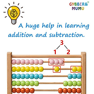 GYBBER&MUMU Wooden Counting Number Maths Learning Abacus Educational Toy, Multicolor