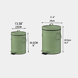 Valcla Trash Can Pedal Trash Can Retro Round Post Box with Cover Stainless Steel Green Sealed Trash Can Home Kitchen Recycling Bin Suitable for Home Mall Office (Color : Green, Size : 7L)