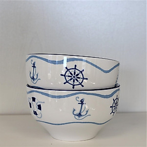 EuroCeramica 4 Piece Assorted Ahoy Cereal Bowls, Multicolor