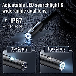 Endoscope Camera with Light, Inspection Camera with 5" IPS Screen, Endoscope with 32GB TF Card, 16.4ft Semi-Rigid Cable Borescope with Dual Lens, IP67 Waterproof LED Lights, Hardshell Case (Orange)