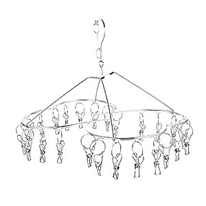 STOBAZA 1pc Drying Rack Metal Hangers Mounted Drying Rack Stainless Steel Hangers Sock Hangers with Clips Balcony Laundry Clip Clothes Drying Hanger Balcony Drying Rack Socks Clips Silver