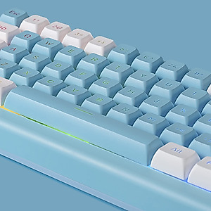 60% Wireless Gaming Keyboard,Rechargeable RGB Backlit Keyboard with Hand Rest,2.4G USB Connection,Compact 63-Key Quiet Computer Office Keyboards for PC Windows Desktop Laptop Mac Smart TV Box (Blue)