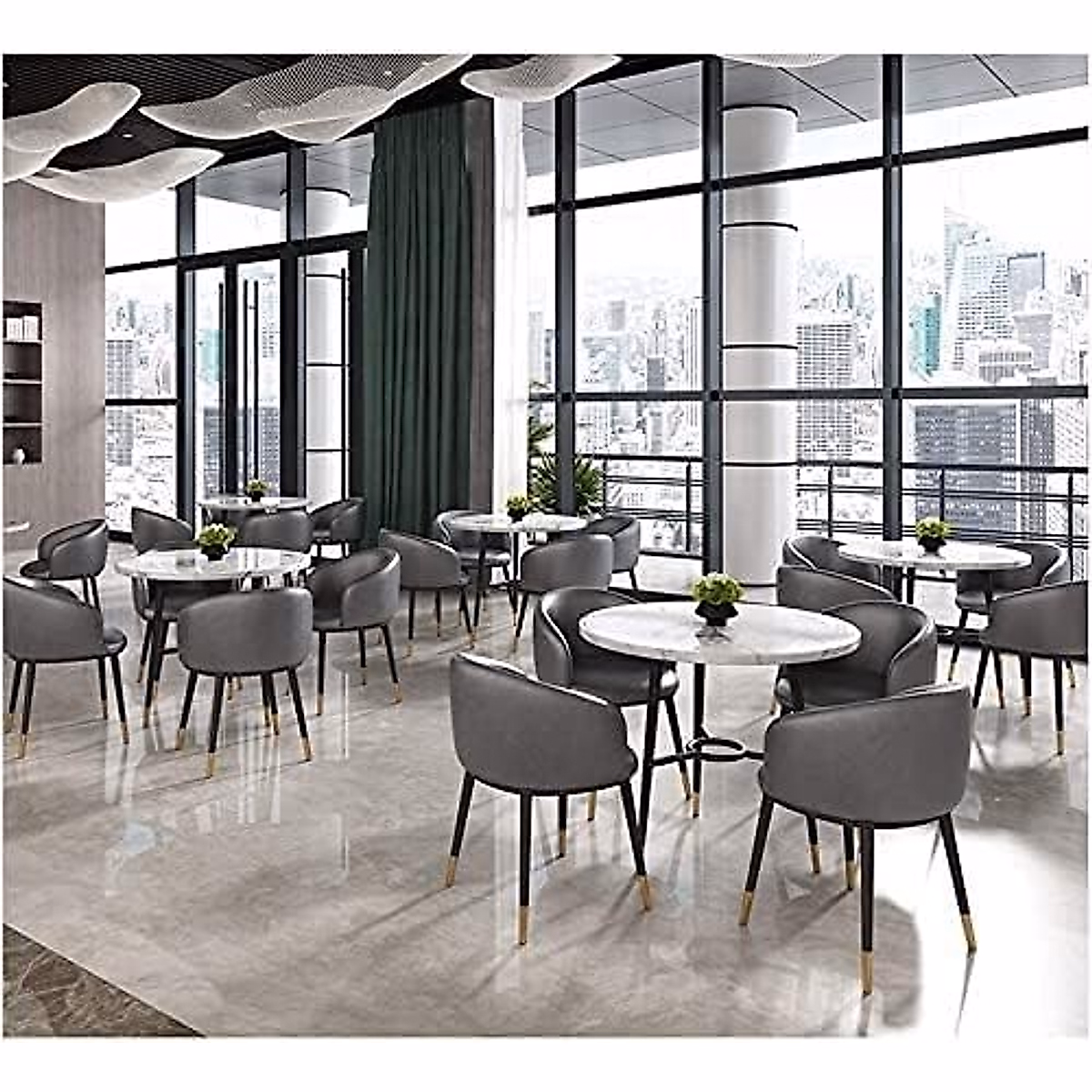 Office Reception Room Club Table, Round Negotiation Reception Tables and Chairs Combination Business Conference Room Coffee Table, Space-Saving, Suitable for Lounge (Color : Khaki)