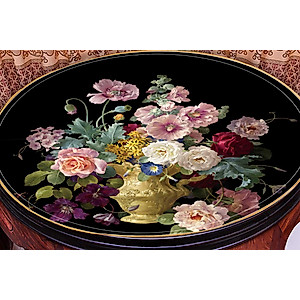 whooplaArt Plush Velvet Round Seat Cushion Black Floral Round Chair Cushion Varisized Chinese Style (PT-786, Dia 40cm/16)